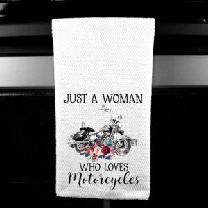 Just a Woman who Loves Motorcycles Microfiber Kitchen Towel Gift for Rider