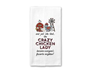 canary road crazy chicken lady neighbor towel, for her, chicken mom gift, chicken lady, chicken farmer gift, backyard farmer gift