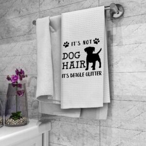 Dibor It’s Not Dog Hair It’s Beagle Glitter Kitchen Towels Dish Towels Dishcloth,Funny Dog Silhouette Decorative Absorbent Drying Cloth Hand Towels Tea Towels for Bathroom Kitchen,Dog Lovers Gifts