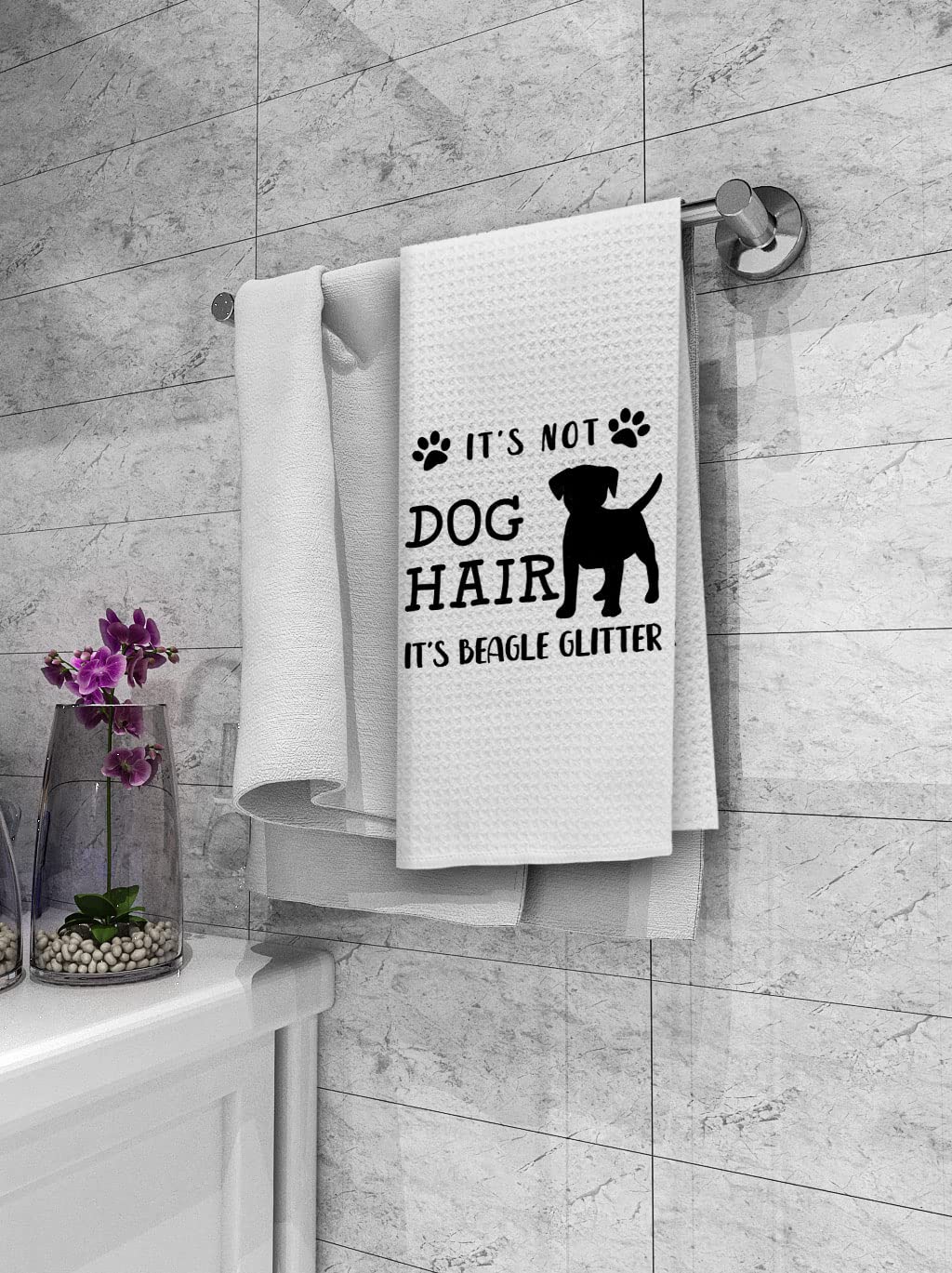 Dibor It’s Not Dog Hair It’s Beagle Glitter Kitchen Towels Dish Towels Dishcloth,Funny Dog Silhouette Decorative Absorbent Drying Cloth Hand Towels Tea Towels for Bathroom Kitchen,Dog Lovers Gifts