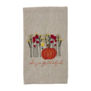 mud pie french knot towel, grateful 10.50" x 7.00"