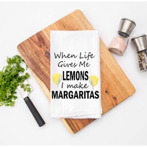 When Life give me Lemons i Make Margaritas - Dish Towel Kitchen Tea Towel Funny Saying Humorous Flour Sack Towels Great Housewarming Gift 28 inch by 28 inch, 100% Cotton, Multi-Purpose Towel