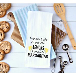 When Life give me Lemons i Make Margaritas - Dish Towel Kitchen Tea Towel Funny Saying Humorous Flour Sack Towels Great Housewarming Gift 28 inch by 28 inch, 100% Cotton, Multi-Purpose Towel