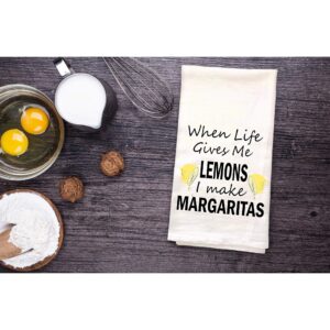 When Life give me Lemons i Make Margaritas - Dish Towel Kitchen Tea Towel Funny Saying Humorous Flour Sack Towels Great Housewarming Gift 28 inch by 28 inch, 100% Cotton, Multi-Purpose Towel