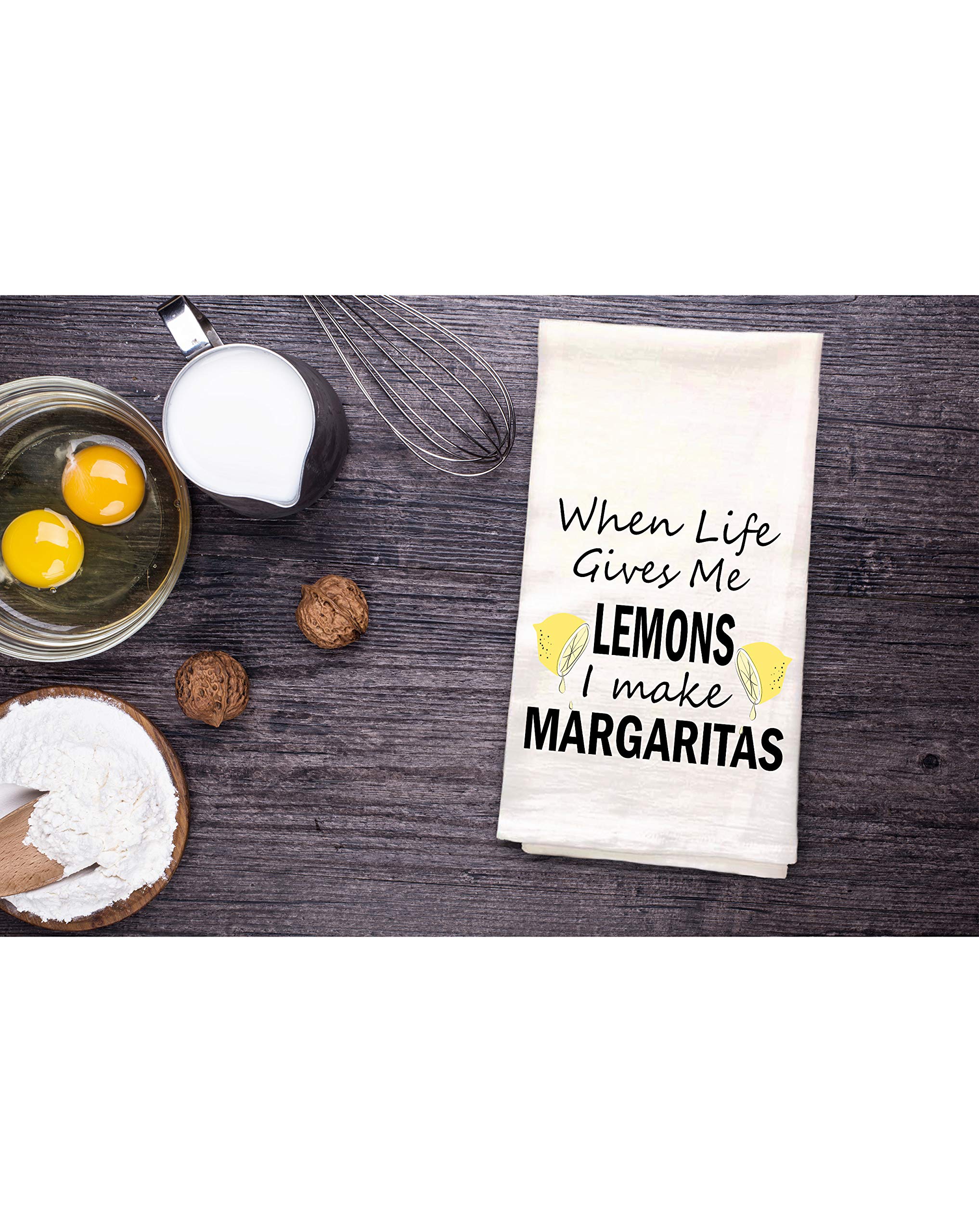 When Life give me Lemons i Make Margaritas - Dish Towel Kitchen Tea Towel Funny Saying Humorous Flour Sack Towels Great Housewarming Gift 28 inch by 28 inch, 100% Cotton, Multi-Purpose Towel