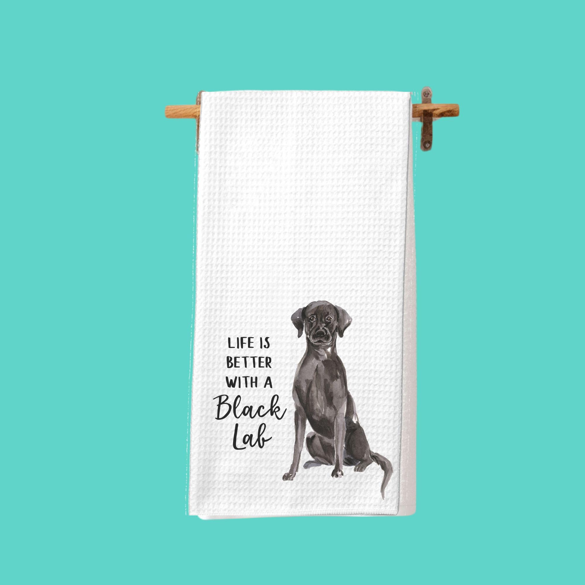 Watercolor Life is Better with a Black Lab Labradore Microfiber Kitchen Towel Gift for Animal Dog Lover