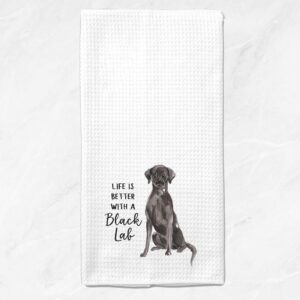 Watercolor Life is Better with a Black Lab Labradore Microfiber Kitchen Towel Gift for Animal Dog Lover