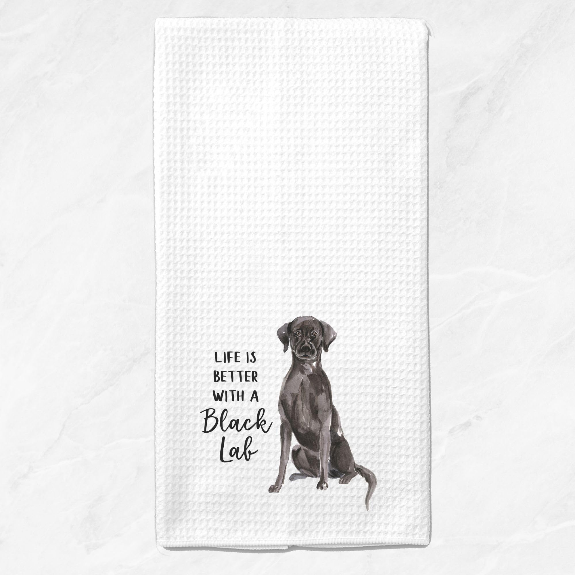 Watercolor Life is Better with a Black Lab Labradore Microfiber Kitchen Towel Gift for Animal Dog Lover