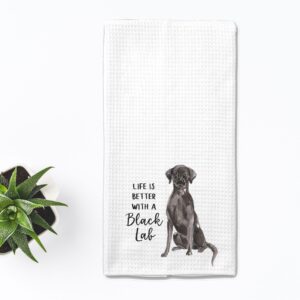 Watercolor Life is Better with a Black Lab Labradore Microfiber Kitchen Towel Gift for Animal Dog Lover