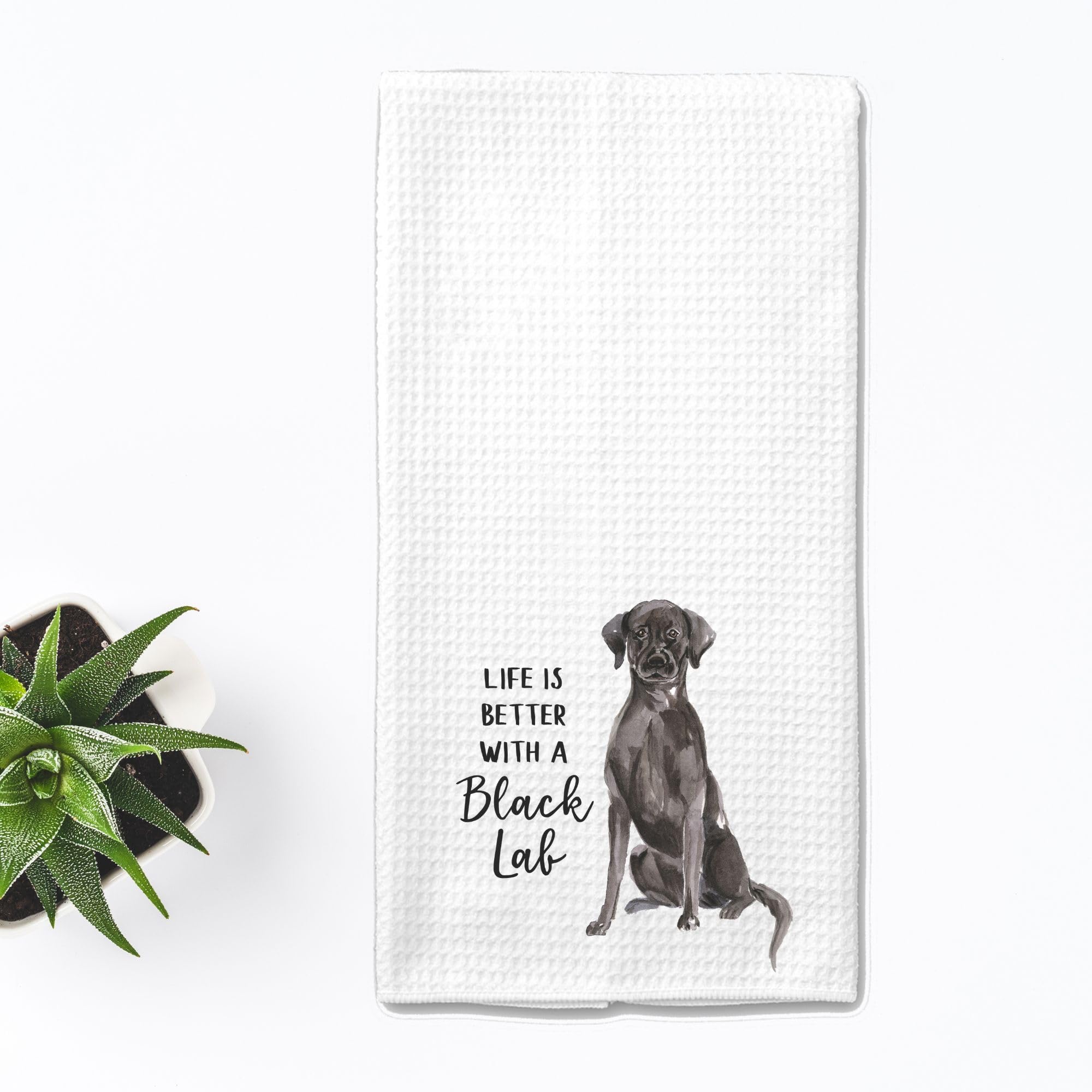 Watercolor Life is Better with a Black Lab Labradore Microfiber Kitchen Towel Gift for Animal Dog Lover