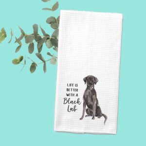 Watercolor Life is Better with a Black Lab Labradore Microfiber Kitchen Towel Gift for Animal Dog Lover