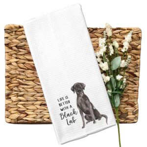 Watercolor Life is Better with a Black Lab Labradore Microfiber Kitchen Towel Gift for Animal Dog Lover