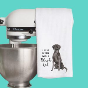 Watercolor Life is Better with a Black Lab Labradore Microfiber Kitchen Towel Gift for Animal Dog Lover