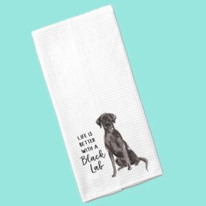 Watercolor Life is Better with a Black Lab Labradore Microfiber Kitchen Towel Gift for Animal Dog Lover