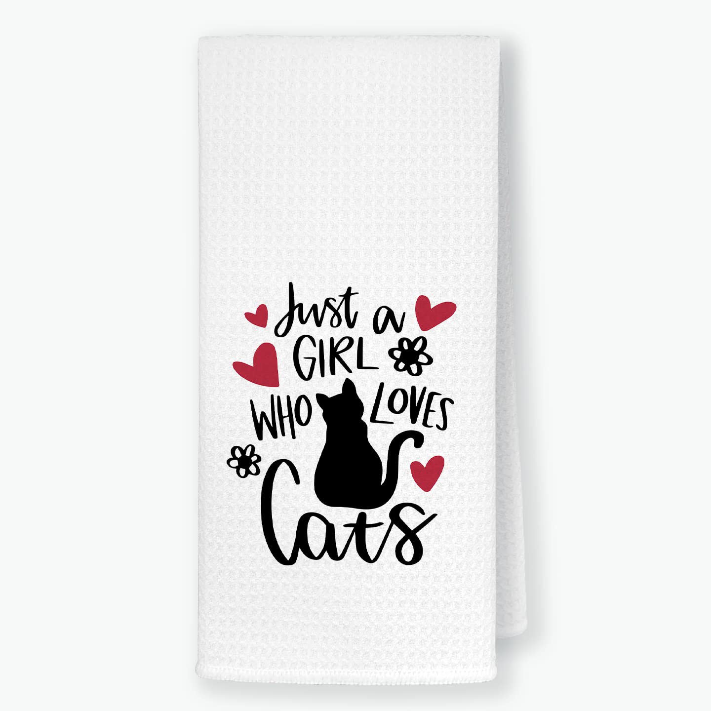 QODUNG Just a Girl Who Loves Cats Soft Absorbent Kitchen Towels Dishcloths 16x24 Inch,Funny Cat Decorative Absorbent Drying Cloth Hand Towels Tea Towels for Bathroom Kitchen,Cat Lovers Girls Gifts