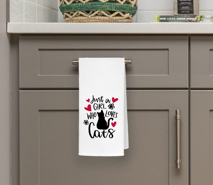 QODUNG Just a Girl Who Loves Cats Soft Absorbent Kitchen Towels Dishcloths 16x24 Inch,Funny Cat Decorative Absorbent Drying Cloth Hand Towels Tea Towels for Bathroom Kitchen,Cat Lovers Girls Gifts