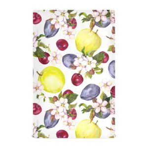 vintage flowers fruits kitchen towel set plum cherry apple dish towel set of 4 tea towels large 28''x18'' multi-purpose washing cloth home decorative lint-free dishcloths for restaurant household use