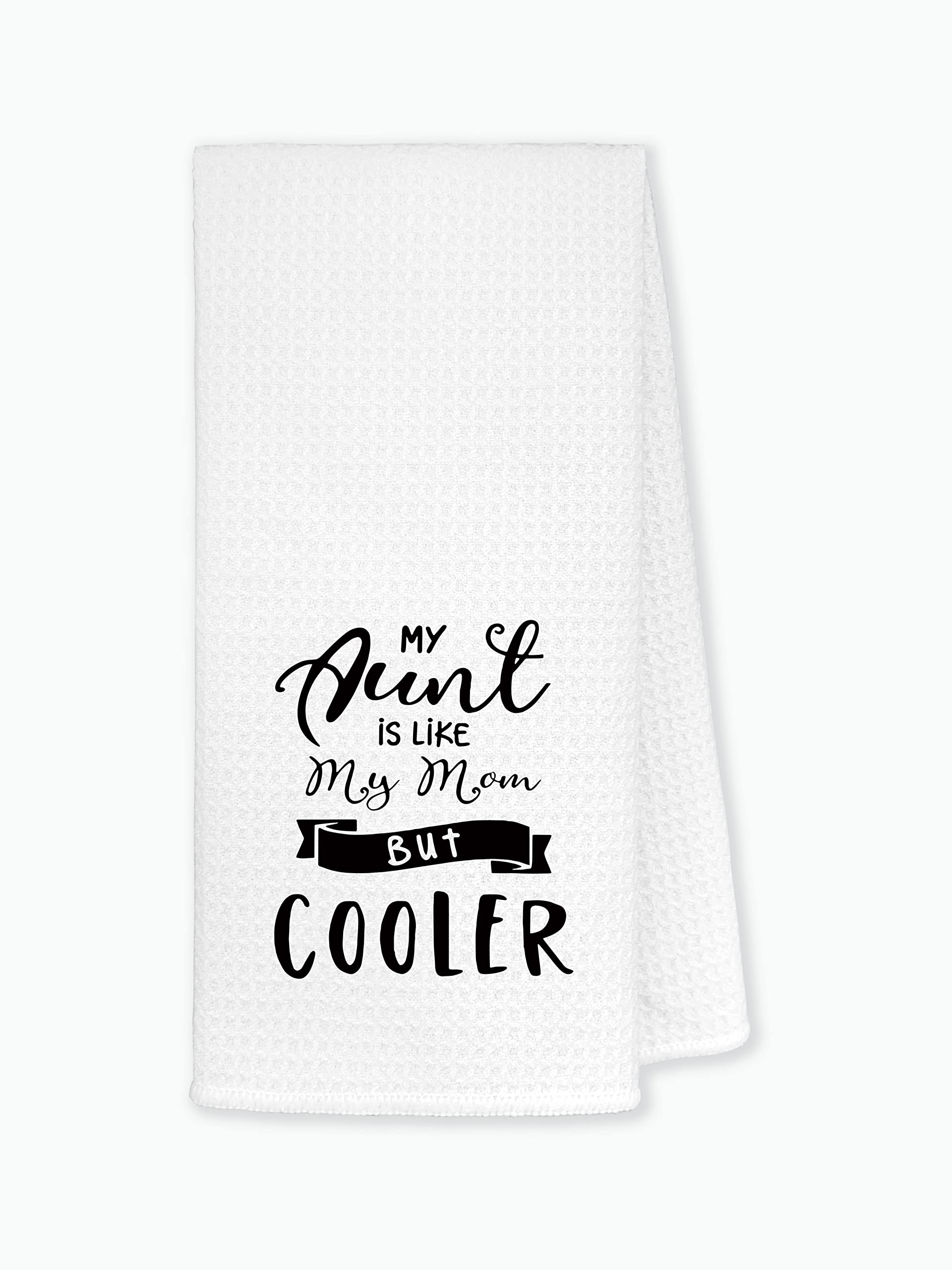 FULSOE My Aunt is Like My Mom But Cooler Kitchen Towels Dishcloths 24"x16",Funny Aunt Auntie Dish Towels Bath Towels Hand Towels,Aunt Auntie Birthday Mother's Gifts from Niece Nephew