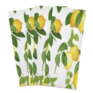 Kigai Kitchen Towels Set of 4, Lemon Highly Absorbent Dish Towels Reusable Cleaning Cloths Washable Tea Towels Hand Towel 28 x 18 Inch