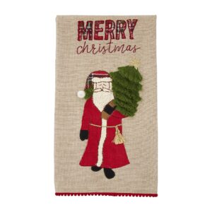 mud pie embroidered christmas tea towel, merry christmas, 26" x 18"