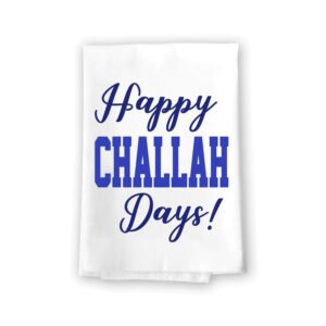 honey dew gifts, happy challah days, 27 x 27 inch, made in usa, flour sack towels cotton, hanukkah gifts, holiday dish towel, jewish gifts, jewish decor kosher kitchen shabbat, towels for baking