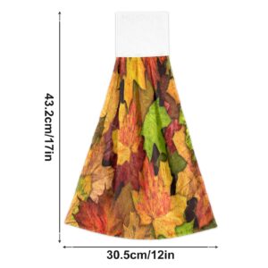 Autumn Maple Leaves Hanging Kitchen Towel Fall Leaf Tree Dish Cloth Tie Towels Set of 2 Hand Towel Tea Bar Dry Towel Absorbent Fast Drying for Bathroom Laundry Room Decor