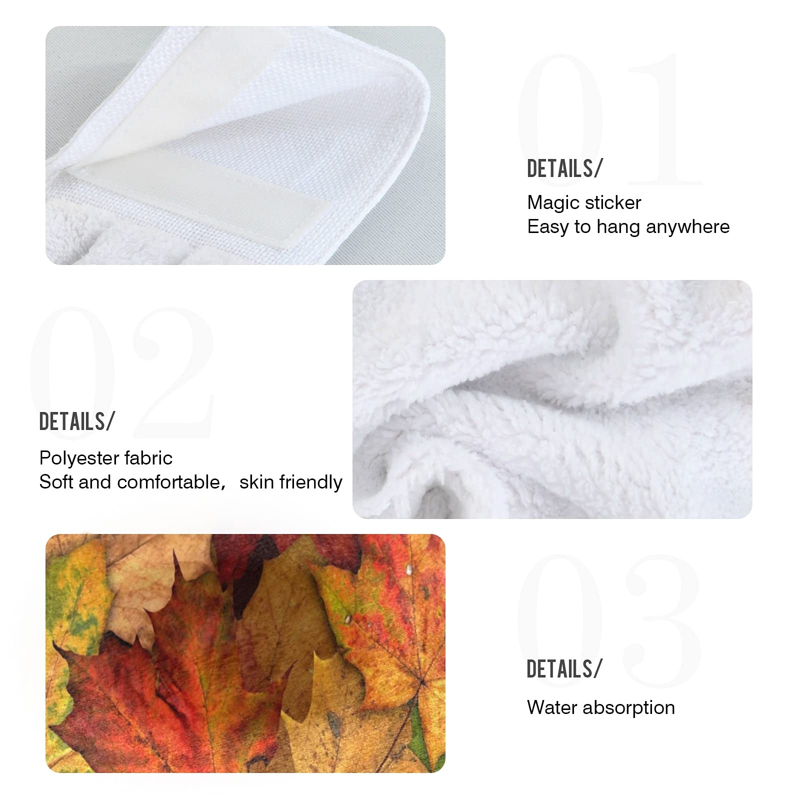 Autumn Maple Leaves Hanging Kitchen Towel Fall Leaf Tree Dish Cloth Tie Towels Set of 2 Hand Towel Tea Bar Dry Towel Absorbent Fast Drying for Bathroom Laundry Room Decor