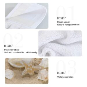 Sea Beach Shells Starfish Kitchen Hanging Towel 12 x 17 Inch Ocean Shore Saeshell Hand Tie Towels Set 2 Pcs Tea Bar Dish Cloths Dry Towel Soft Absorbent Durable for Bathroom Laundry Room Decor