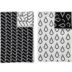 Areaware Bitmap Tea Towels Wave & Drop (Black & White)