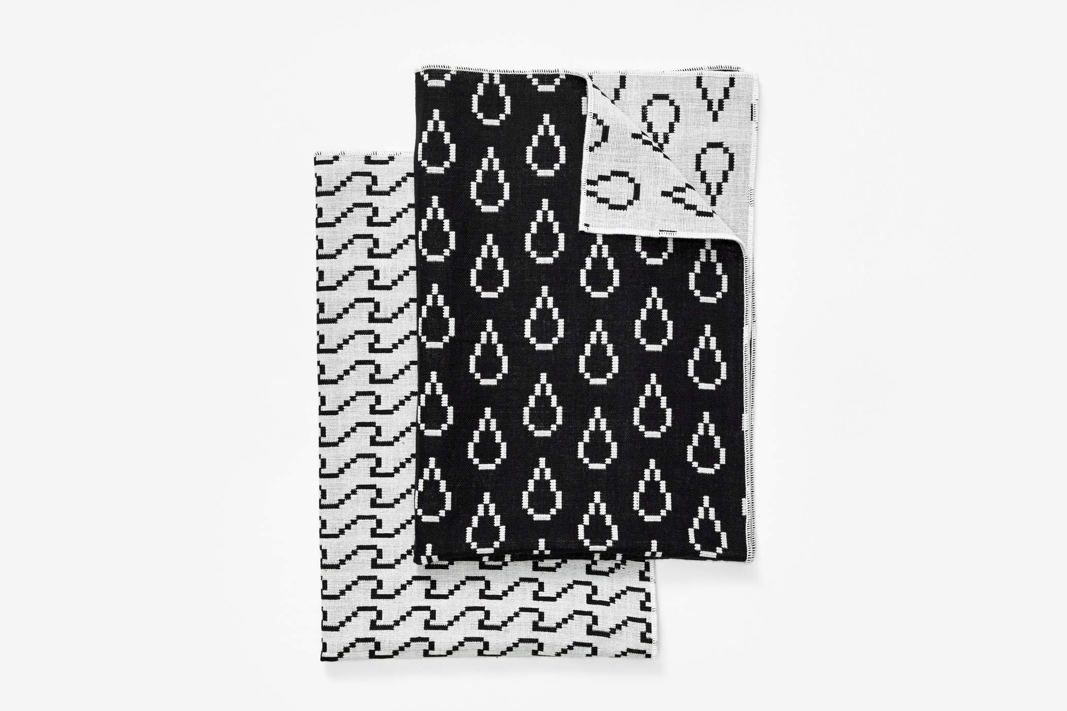 Areaware Bitmap Tea Towels Wave & Drop (Black & White)