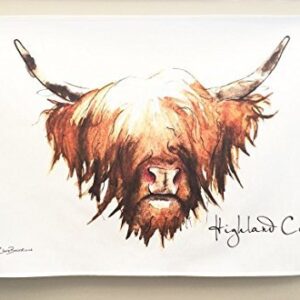 Clare Baird Creations Tea Towel in a Highland Cow Design