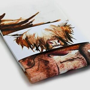 Clare Baird Creations Tea Towel in a Highland Cow Design