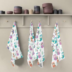 Kigai 6 Pack Tree Cute Owl Kitchen Towels Soft Highly Absorbent Dish Towels Reusable Tea Towels Set 28 x 18 Inch