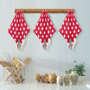 Kigai Red Polka Dot Kitchen Cloth Dish Towels, Super Absorbent Nonstick Oil Washable Cleaning Cloth for Washing Dishes Wipe Glass Home Kitchen Household Supplies 6 Pack