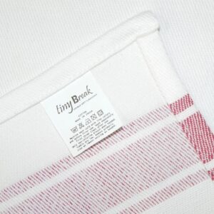 Tiny Break 100% Natural Cotton Kitchen Towel 17 x 27 Inch, 12 Pack, White with Red Stripe