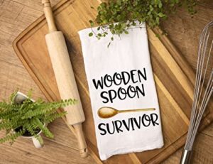 wooden spoon survivor kitchen towel/dish cloth/funny/gift idea