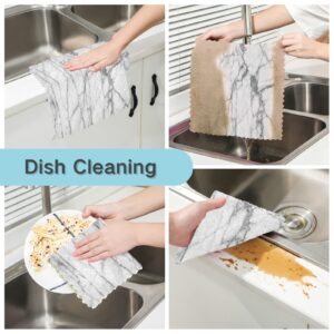 ALAZA Dish Towels Kitchen Cleaning Cloths Black and White Marble Dish Cloths Super Absorbent Kitchen Towels Lint Free Bar Tea Soft Towel Kitchen Accessories Set of 6,11"x11"