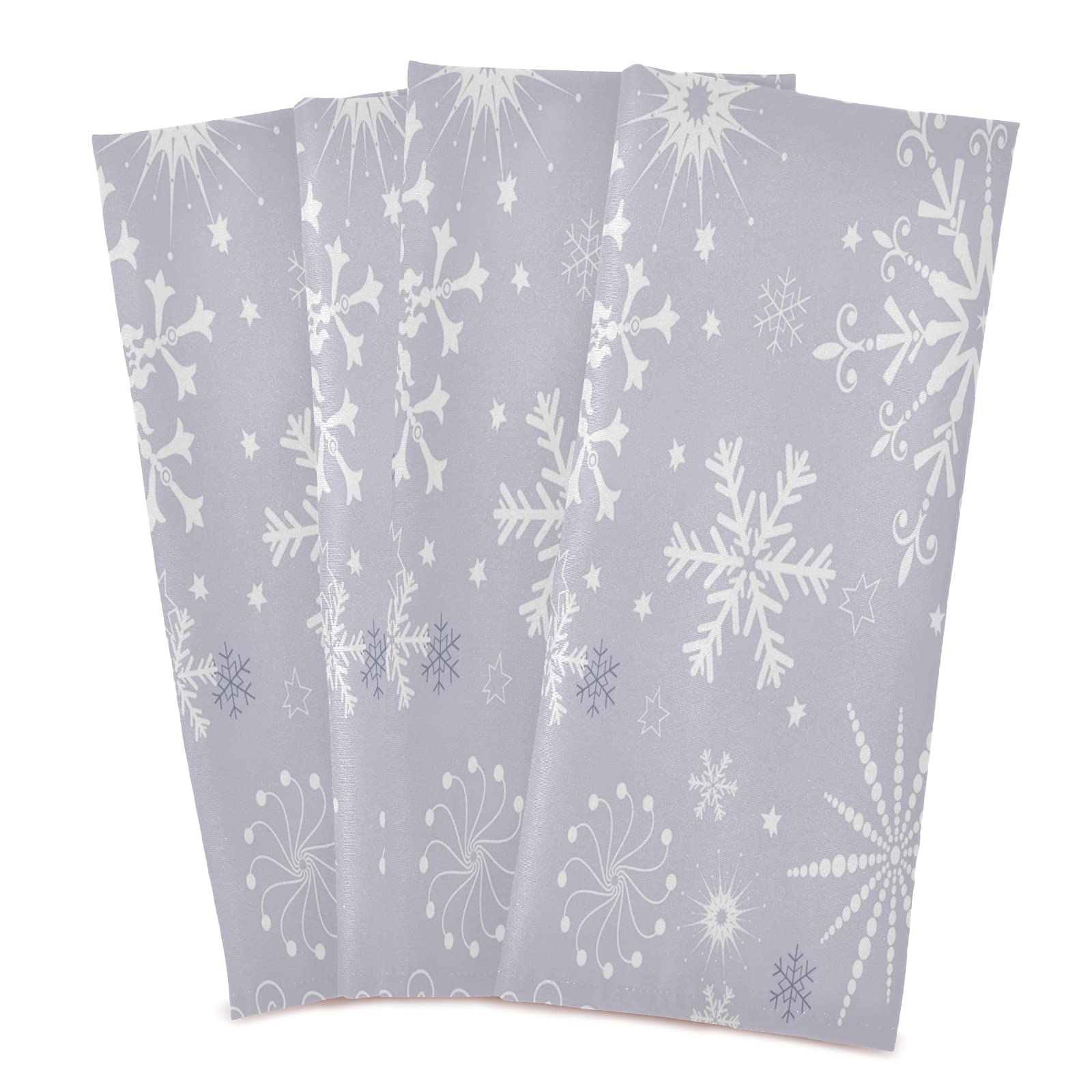 ALAZA Gray White Winter Snowflakes Christmas Decorative Kitchen Dish Towels Set of 4,Soft and Absorbent Kitchen Hand Towels Home Cleaning Towels Dishcloths,18 x 28 Inch