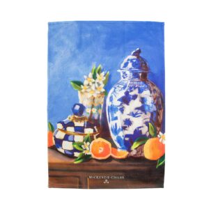 mackenzie-childs royal check still life dish towel - vase