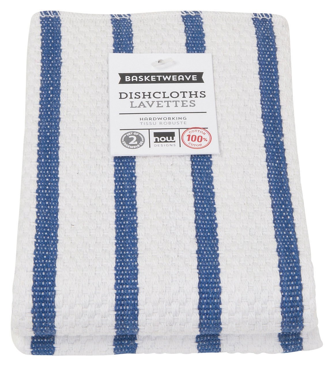 Now Designs Basketweave Kitchen Dishcloth, Set of Two, Royal Blue