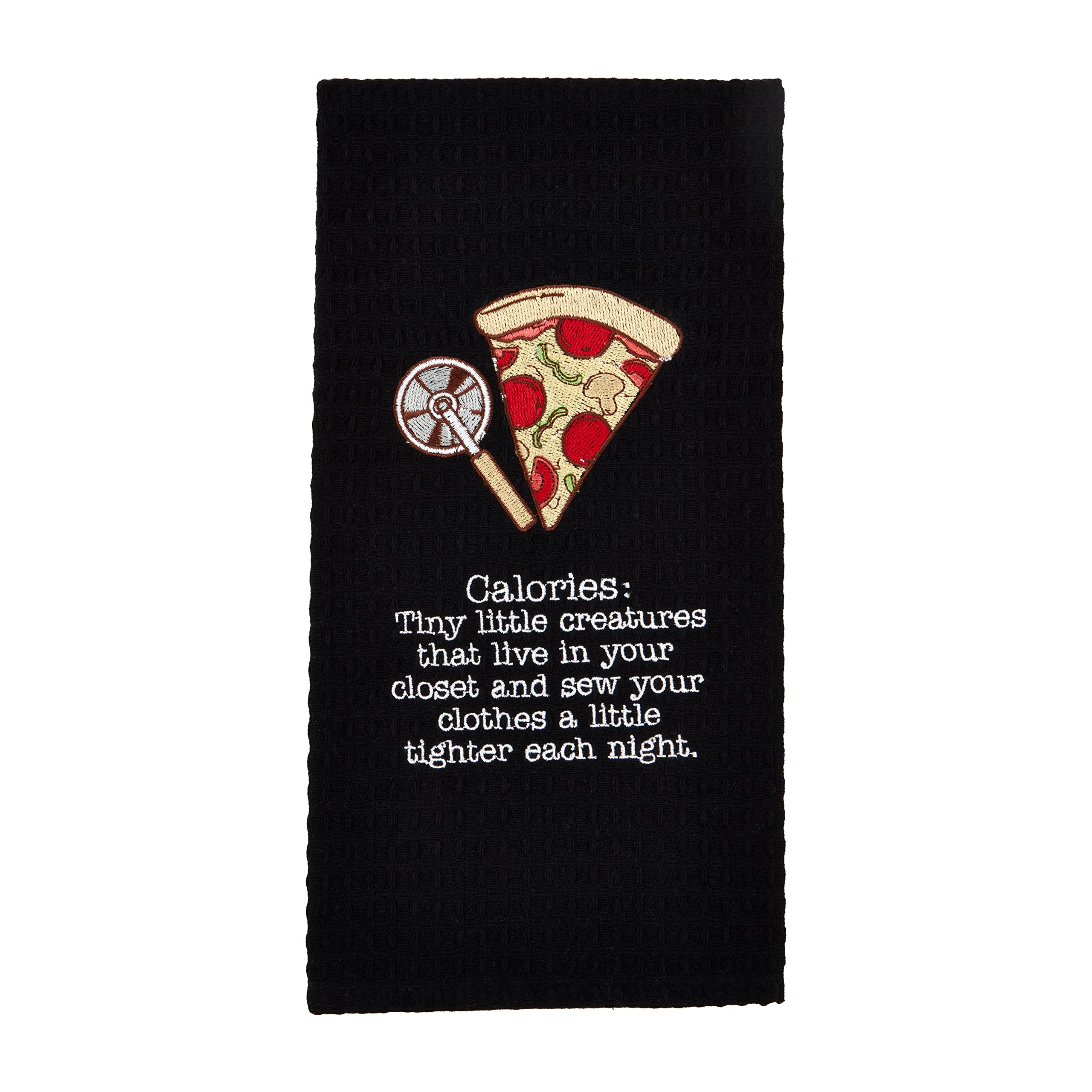 Mud Pie Circa Kitchen Waffle Weave Towel, Pizza, 26" x 16.5"