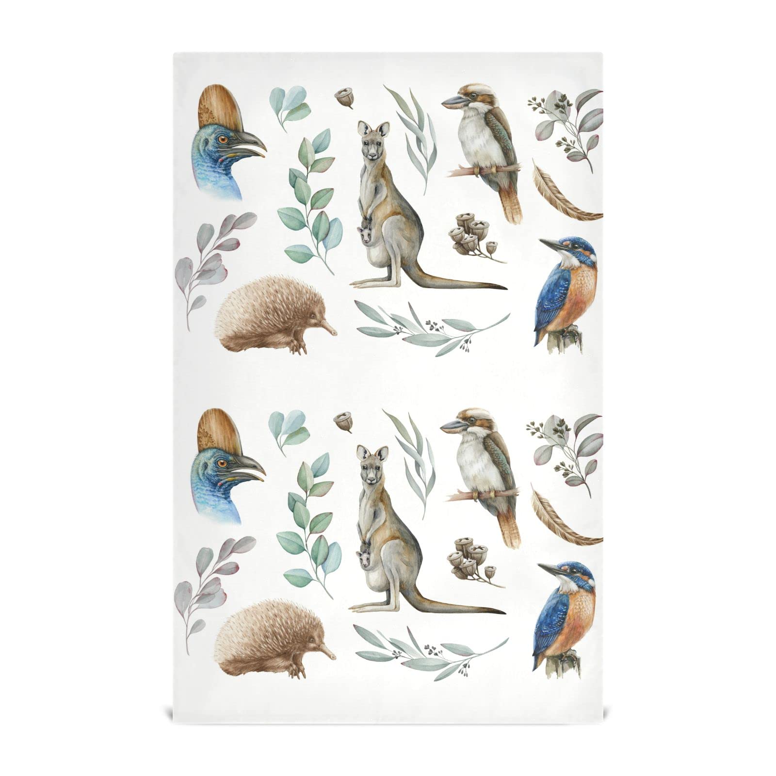 Australia Animal Bird Kitchen Towel Set Kangaroo Birds Dish Towel Set of 6 Tea Towels Large 28''x18'' Multi-Purpose Washing Cloth Home Decorative Lint-Free Dishcloths for Restaurant Household Use