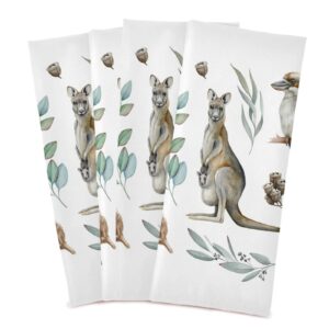 Australia Animal Bird Kitchen Towel Set Kangaroo Birds Dish Towel Set of 6 Tea Towels Large 28''x18'' Multi-Purpose Washing Cloth Home Decorative Lint-Free Dishcloths for Restaurant Household Use