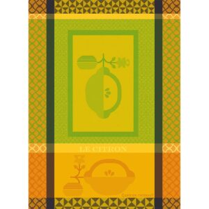 garnier-thiebaut, le citron, ocre french jacquard kitchen/tea towel, 100% cotton