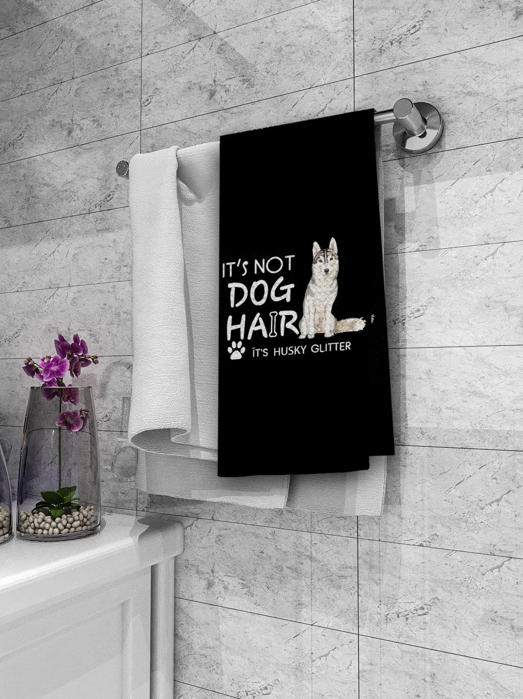 Dibor It’s Not Dog Hair It’s Husky Glitter Kitchen Towels Dish Towels Dishcloth,Funny Husky Dog Decorative Absorbent Drying Cloth Hand Towels Tea Towels for Bathroom Kitchen,Dog Lovers Gifts