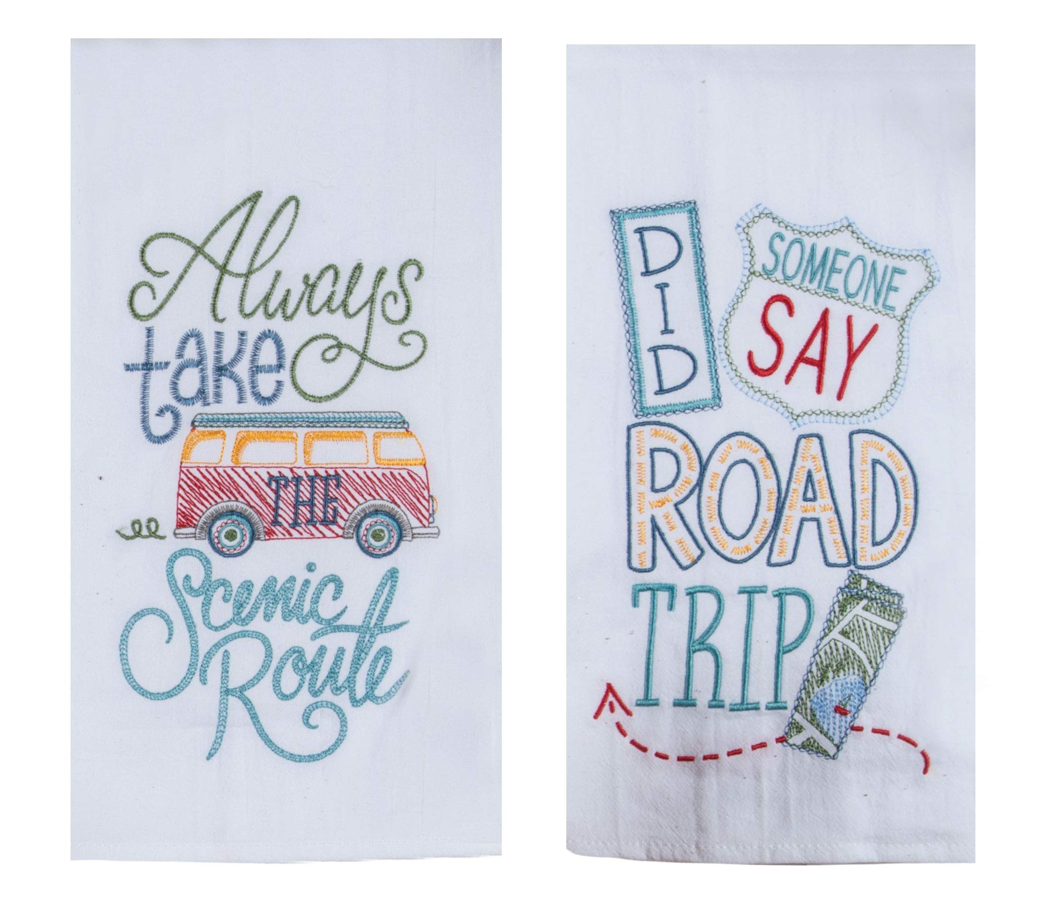 Always Take The Scenic Route And Did Someone Say Road Trip 2 Piece Embroidered Kitchen Towel Bundle