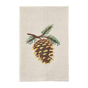 mud pie painted towel, pinecone