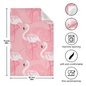 Qilmy Flamingo Kitchen Dish Towel Set of 6, Soft Absorbent Dish Cloths Decorative Tea Bar Drying Towels, 28 x 18 Inch