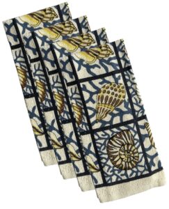 petal cliff set of 4, nautical coastal seashell design kitchen towels dish towels kitchen towels for kitchen decorative size: 15 x 25 inch.