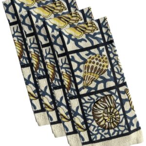 Petal Cliff Set of 4, Nautical Coastal Seashell Design Kitchen Towels Dish Towels Kitchen Towels for Kitchen Decorative Size: 15 x 25 inch.